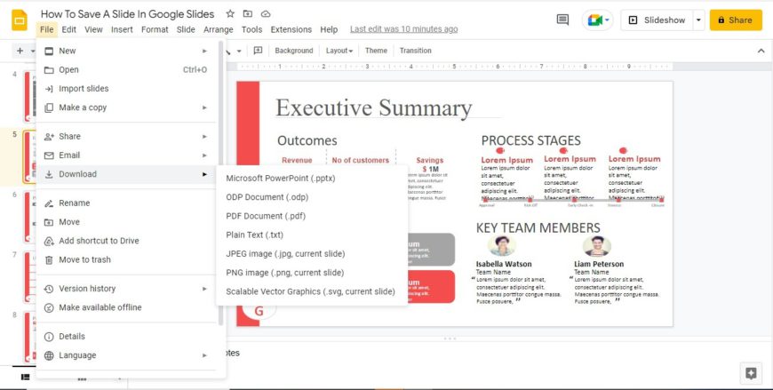 How to Save a Google Slide As An Image | Google Slides Tutorial