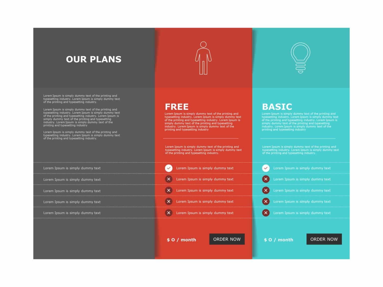 Editable Pricing Table Templates For PowerPoint | SlideUpLift