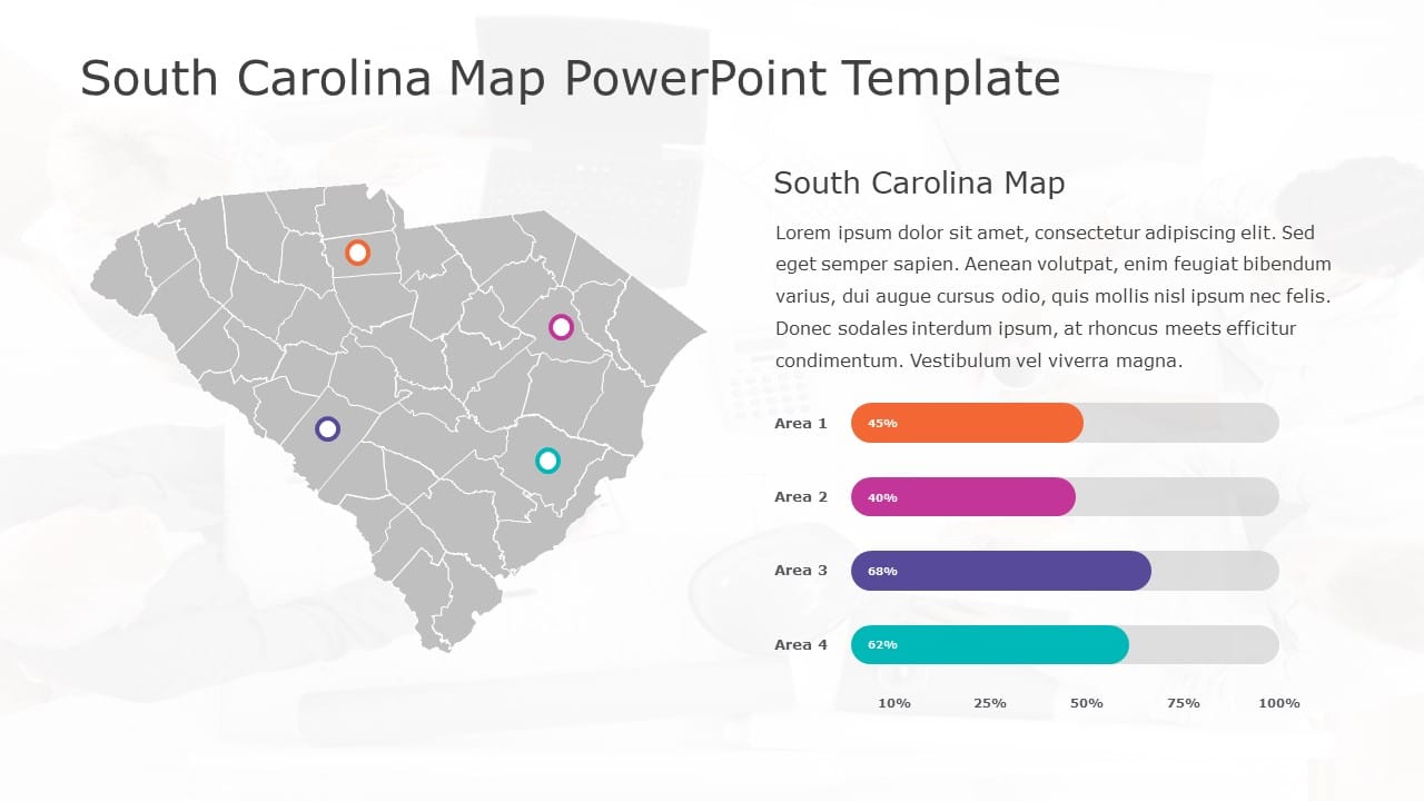 South Carolina Map 7 PowerPoint Template