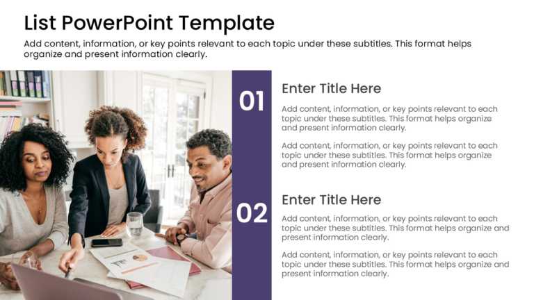 2 Steps Business Insights List PPT Template