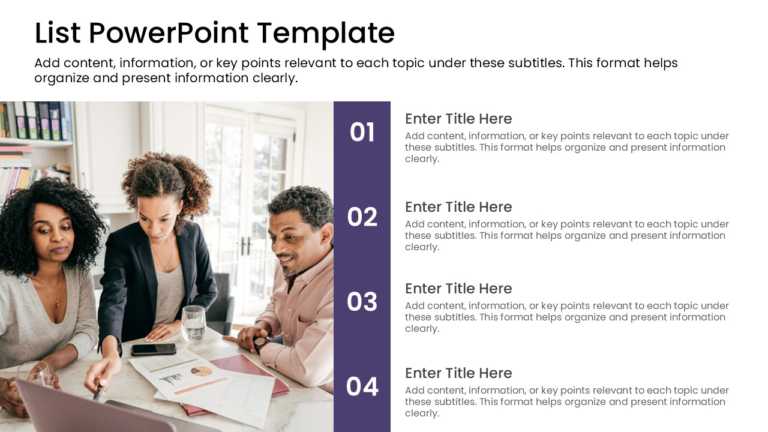 4 Steps Business Insights List PPT Template