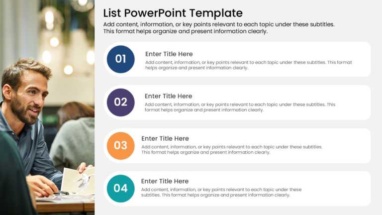 4 Steps Numbered List Presentation Template