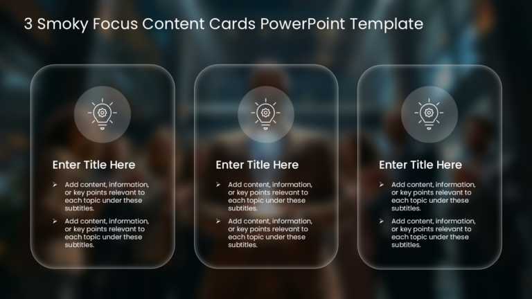 3 Smoky Focus Content Cards PowerPoint Template
