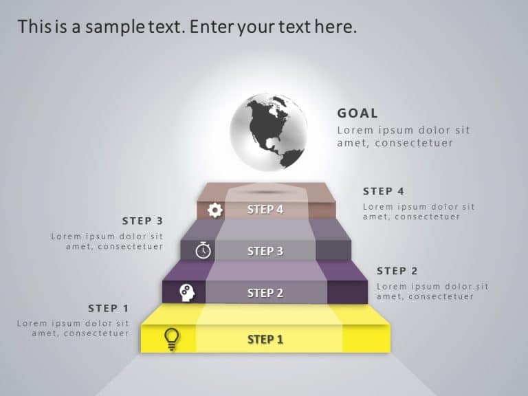 4 Steps Business Strategy Ladder | Business Goals PowerPoint Templates ...