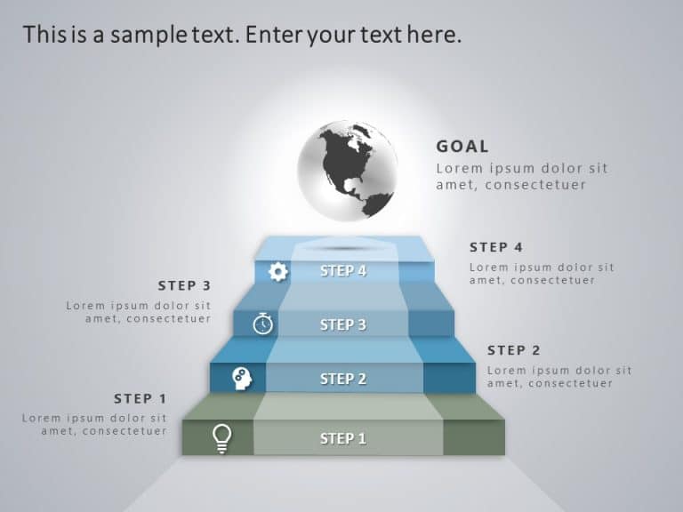 4 Steps Business Strategy Ladder | Business Goals PowerPoint Templates ...