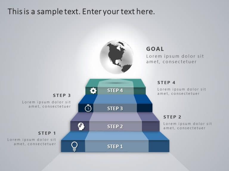 4 Steps Business Strategy Ladder | Business Goals PowerPoint Templates ...