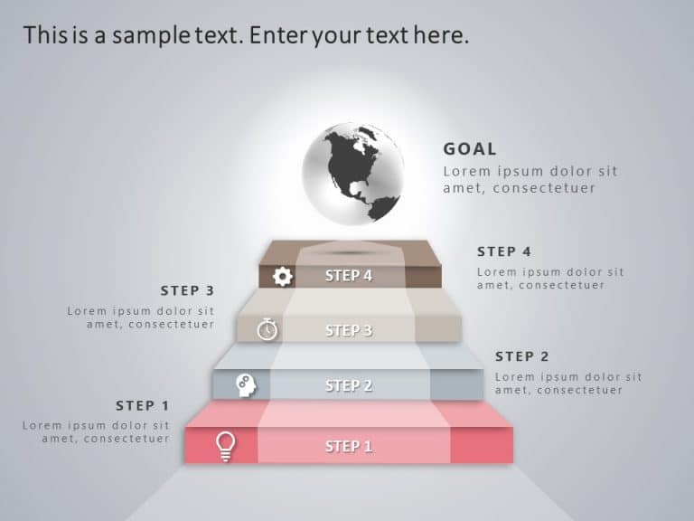 4 Steps Business Strategy Ladder | Business Goals PowerPoint Templates ...