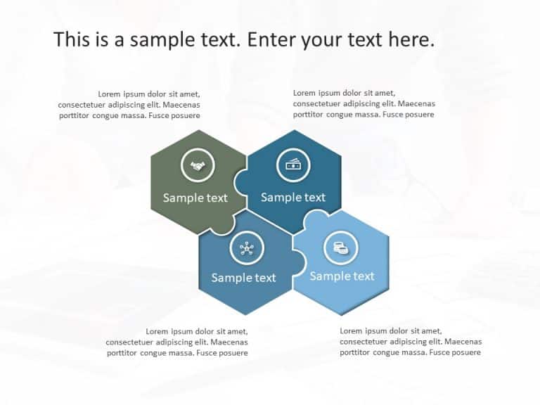 4 Steps Hexagon Puzzle Strategy PowerPoint Template | SlideUpLift