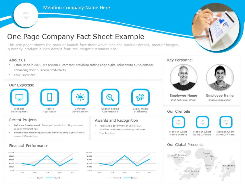 One Page Fact Sheet 06 PowerPoint Template | SlideUpLift