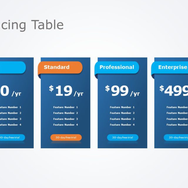 Simple Pricing Table PowerPoint Template